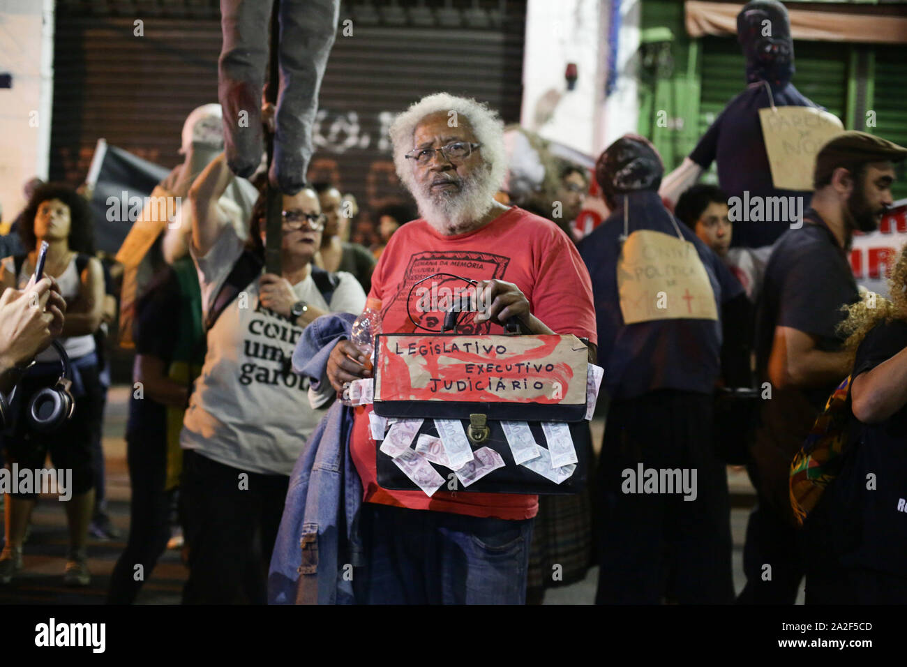October 2, 2019: Members of social movements perform act in memory of ...