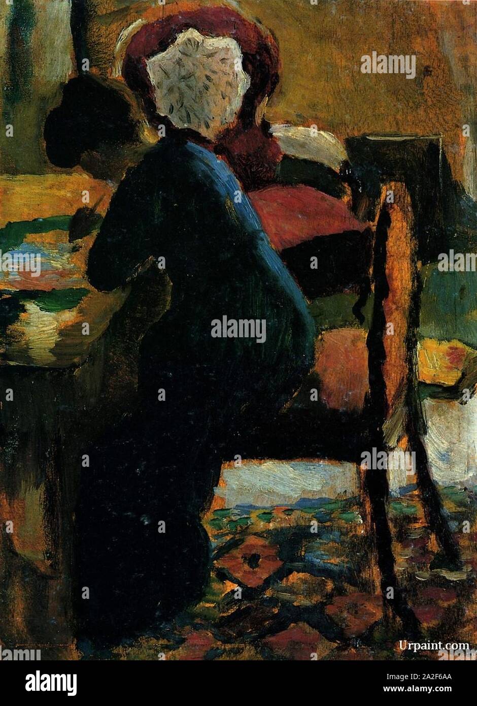 Elisabeth-at-the-Table August-Macke Fauvism portrait Stock Photo - Alamy