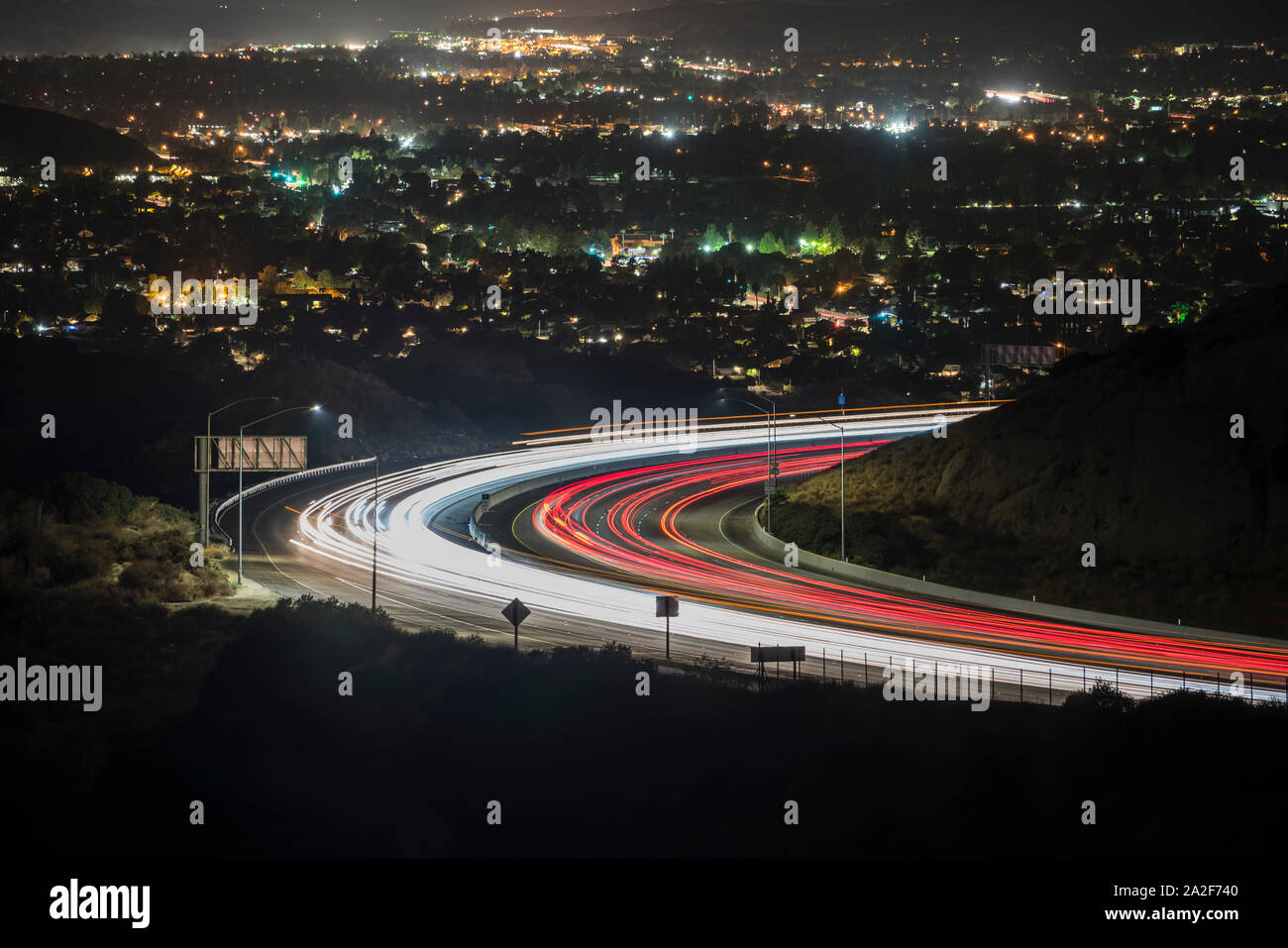 Early morning night view of Los Angeles commuters entering the Santa ...