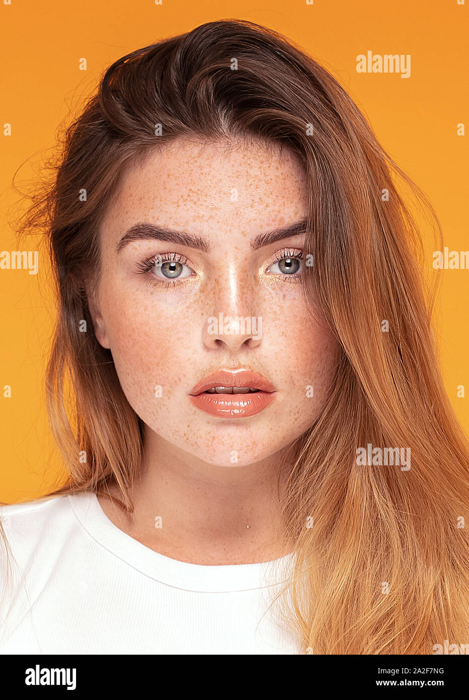 Beauty Portrait Od Delicate Caucasian Lady Beautiful Ginger Woman With