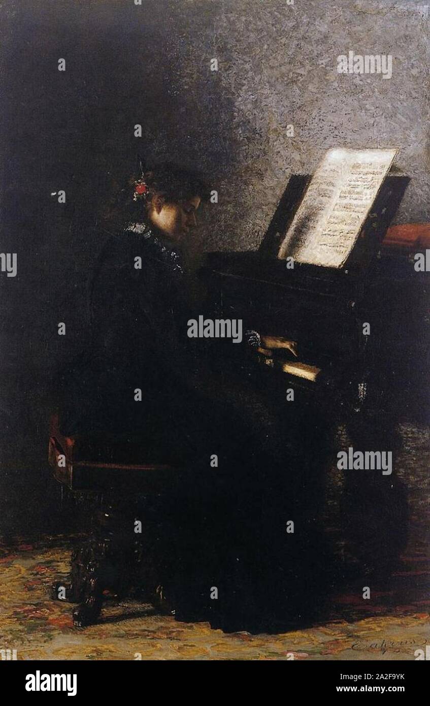 Elizabeth at Piano - 1875 Stock Photo - Alamy