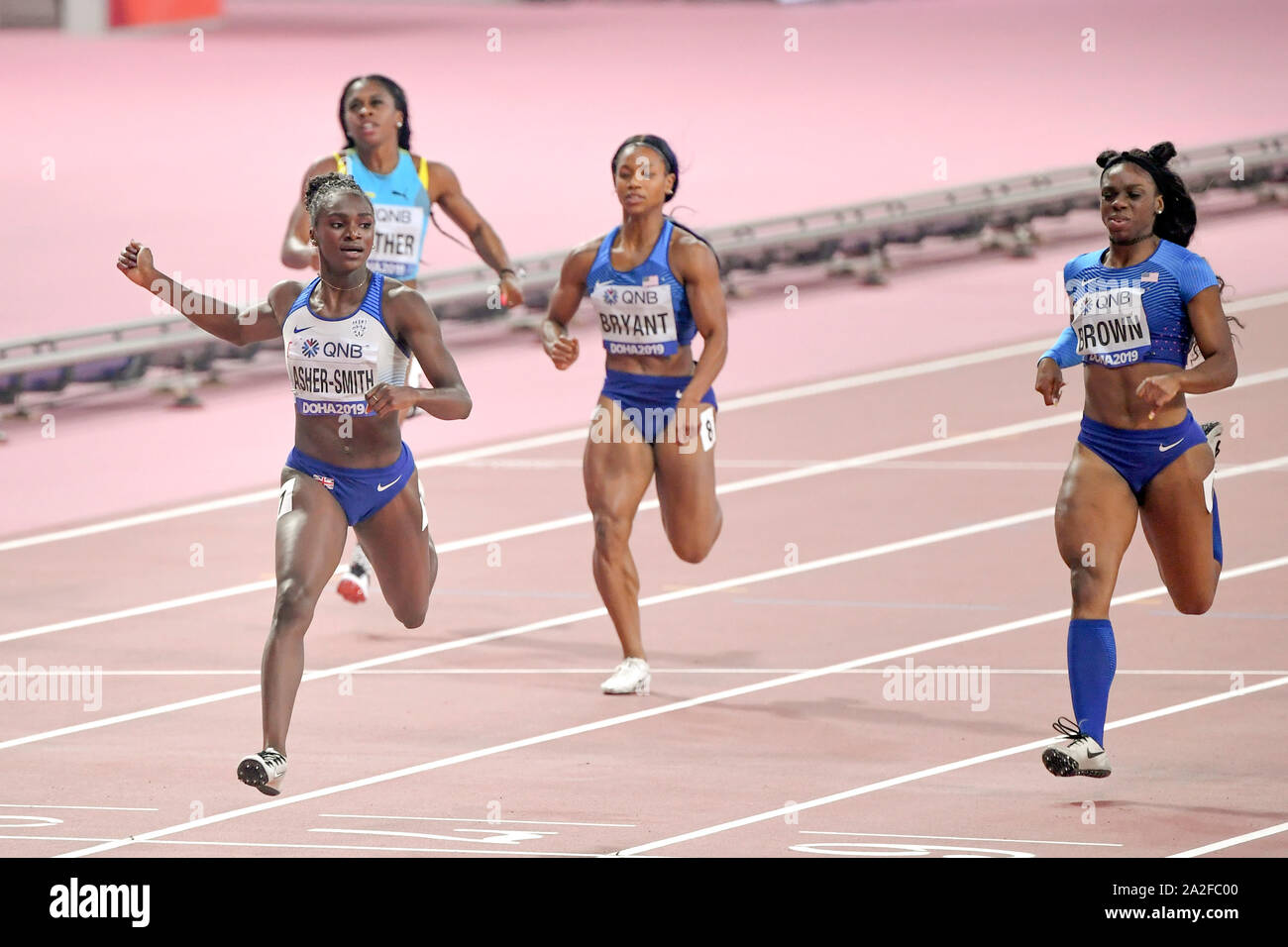 Dina Asher-Smith (Great Britain, Gold). Brittany Brown (USA, Silver ...