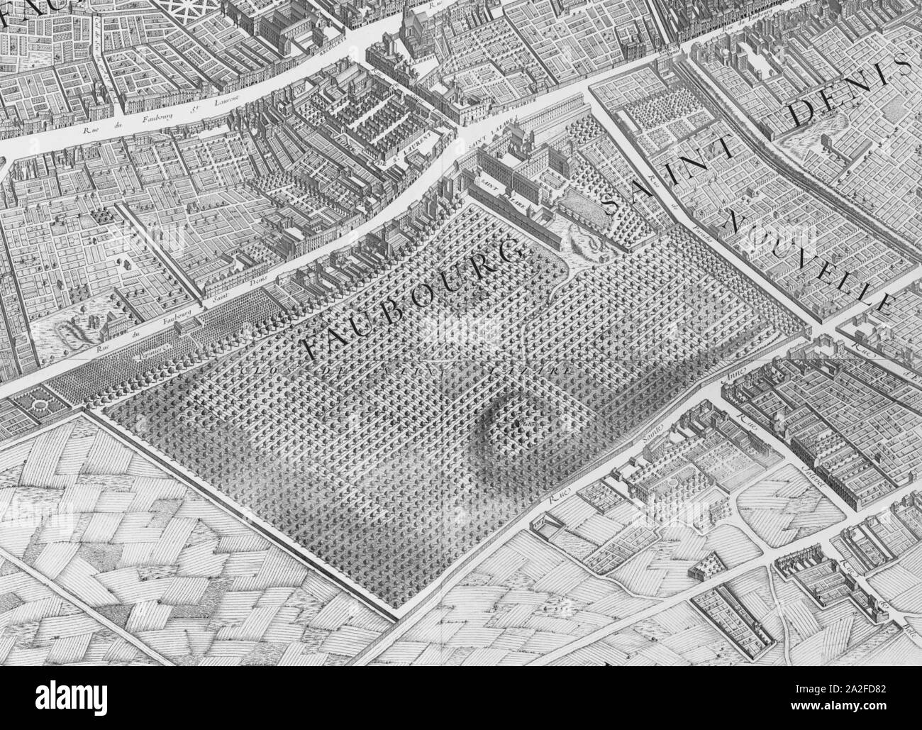 Enclos Saint-Lazare on Turgot's 1739 map of Paris Stock Photo - Alamy