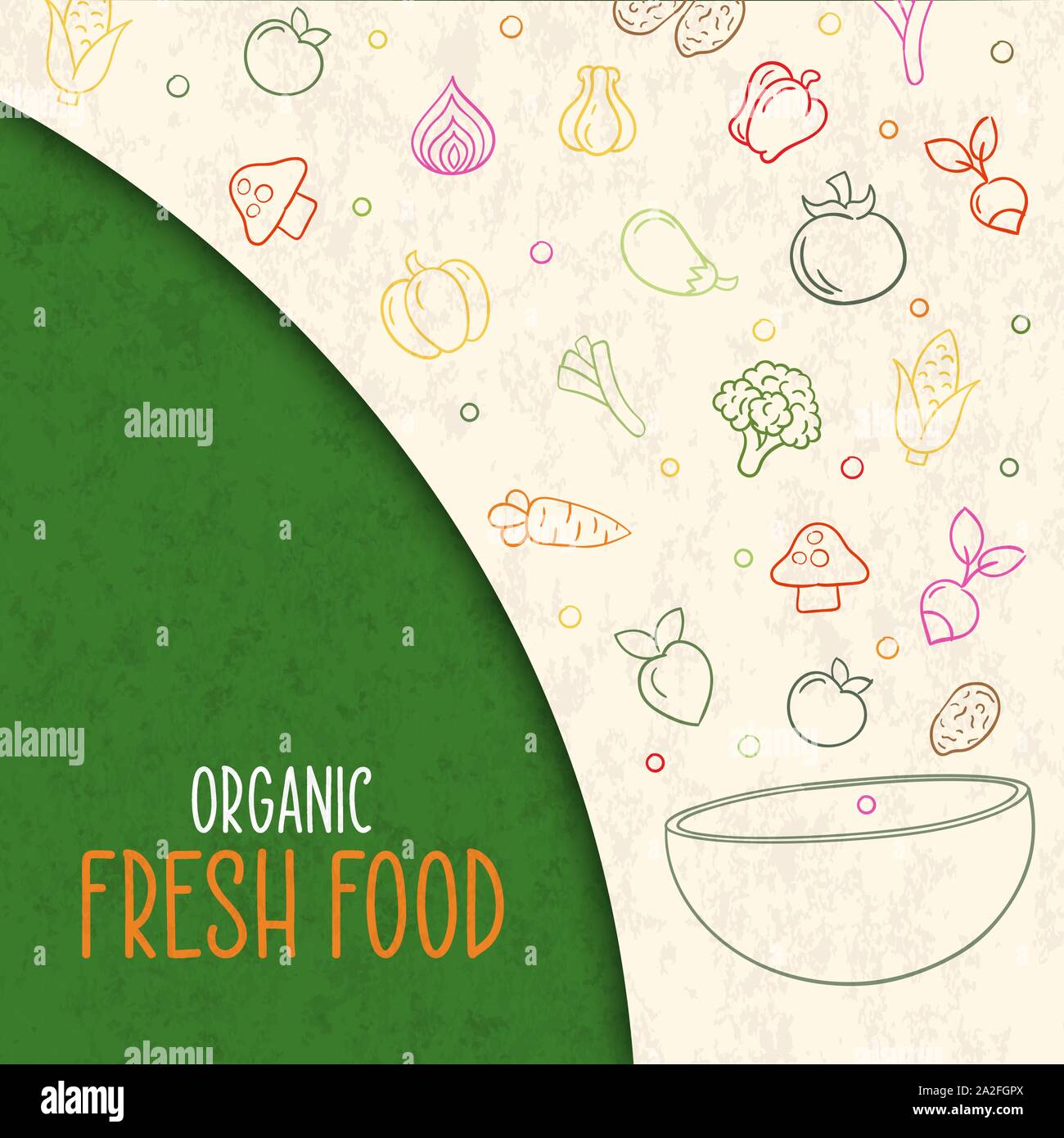 Vegetable salad bowl hand Stock Vector Images - Alamy