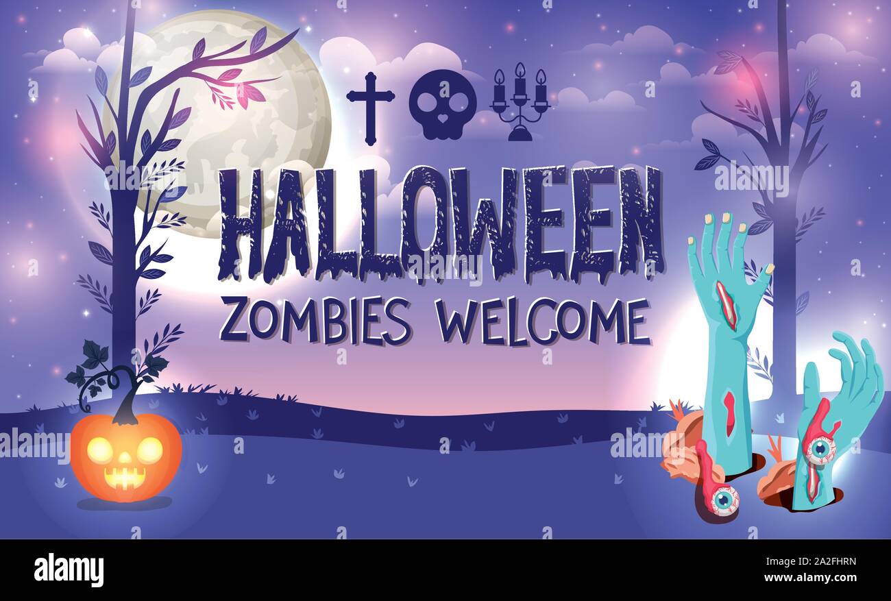 Halloween zombies welcome design ,vector illustration Stock Vector ...