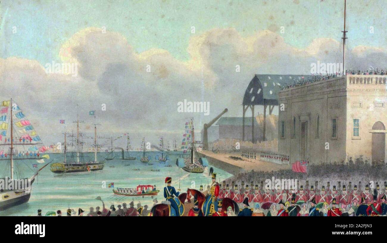 Embarkation of Queen Victoria at Woolwich Dockyard, 1840s LMA Stock ...
