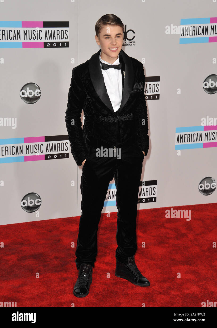 LOS ANGELES, CA. November 20, 2011: Justin Bieber arriving at the 2011 ...