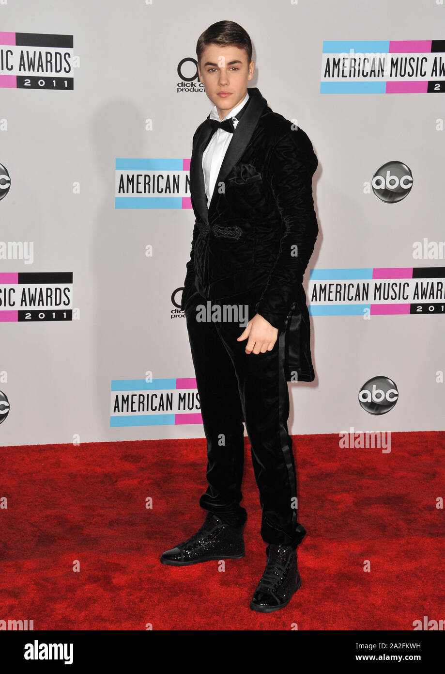 LOS ANGELES, CA. November 20, 2011: Justin Bieber arriving at the 2011 ...
