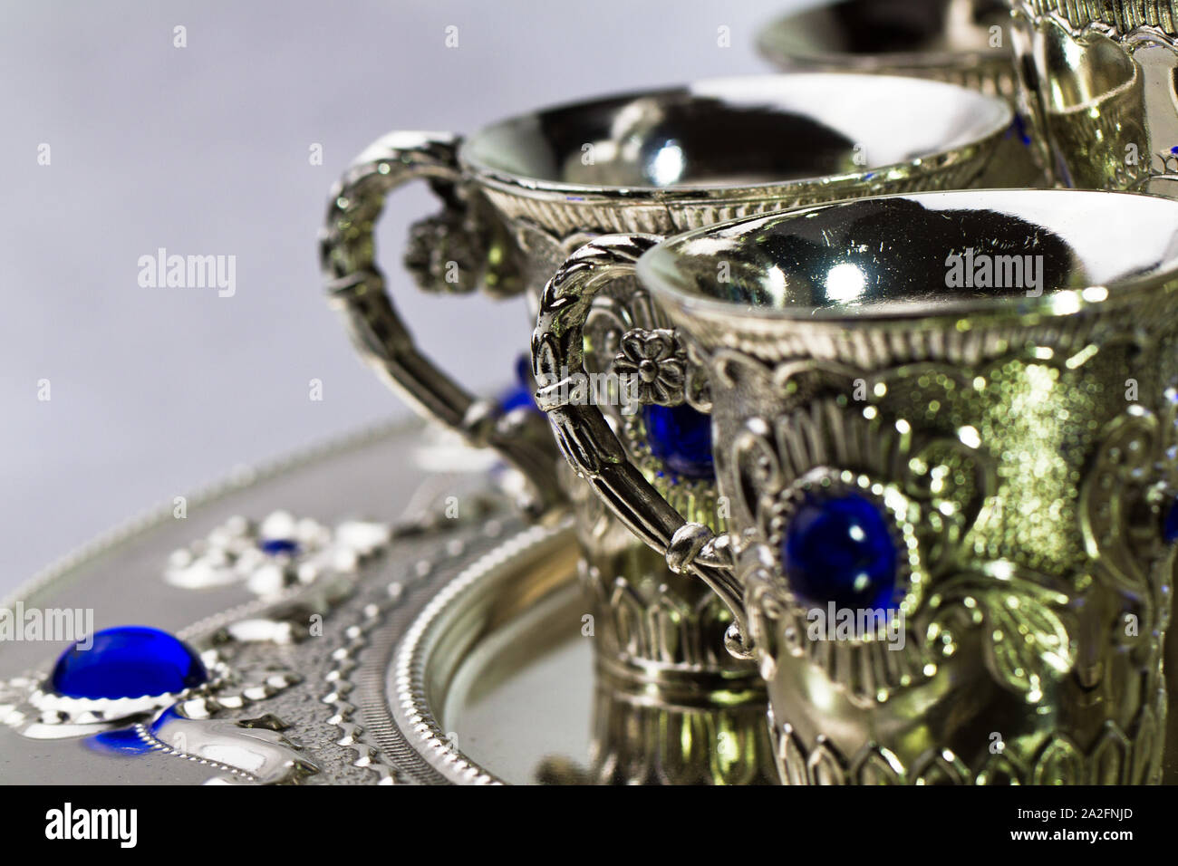silverware tea set with white background Stock Photo - Alamy