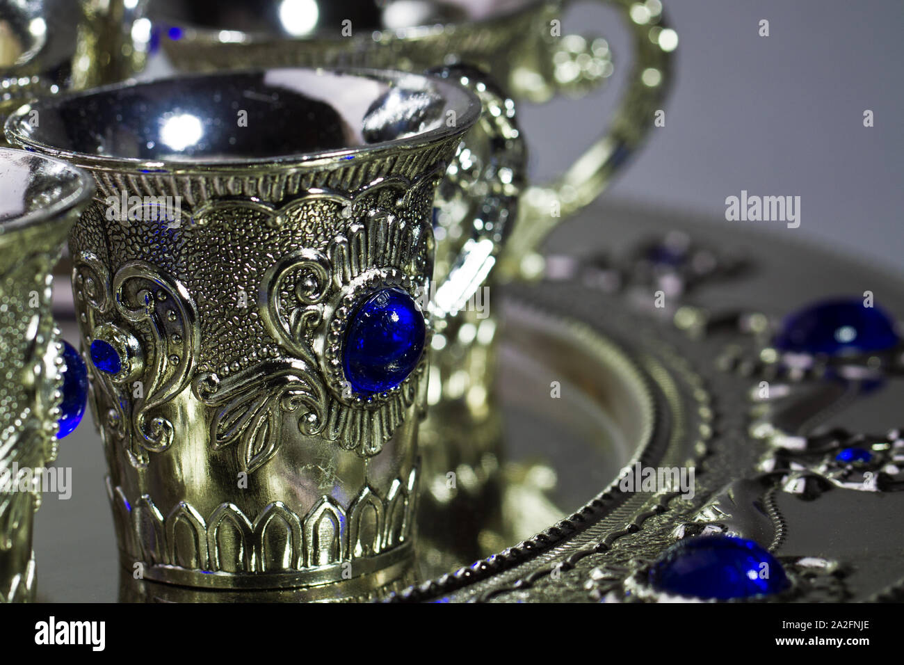 silverware tea set with white background Stock Photo - Alamy
