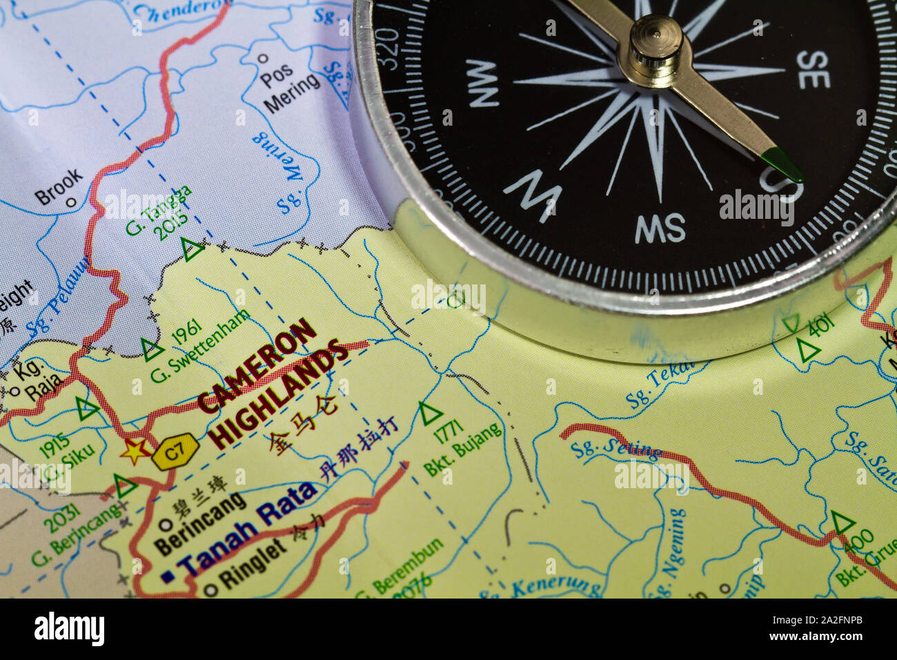 compass and tourism map of Malaysia Stock Photo - Alamy