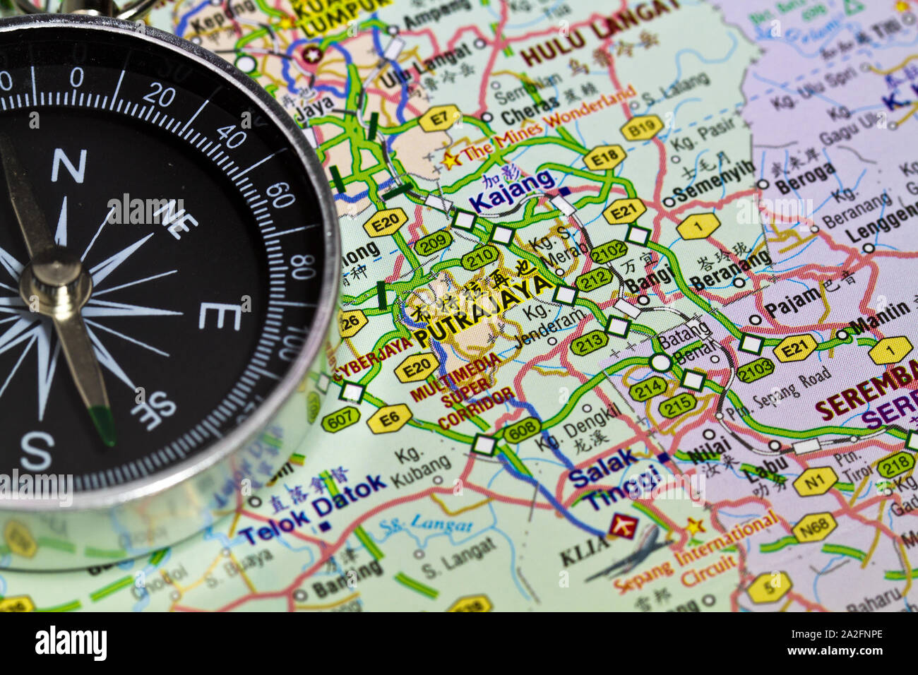 compass and tourism map of Malaysia Stock Photo - Alamy