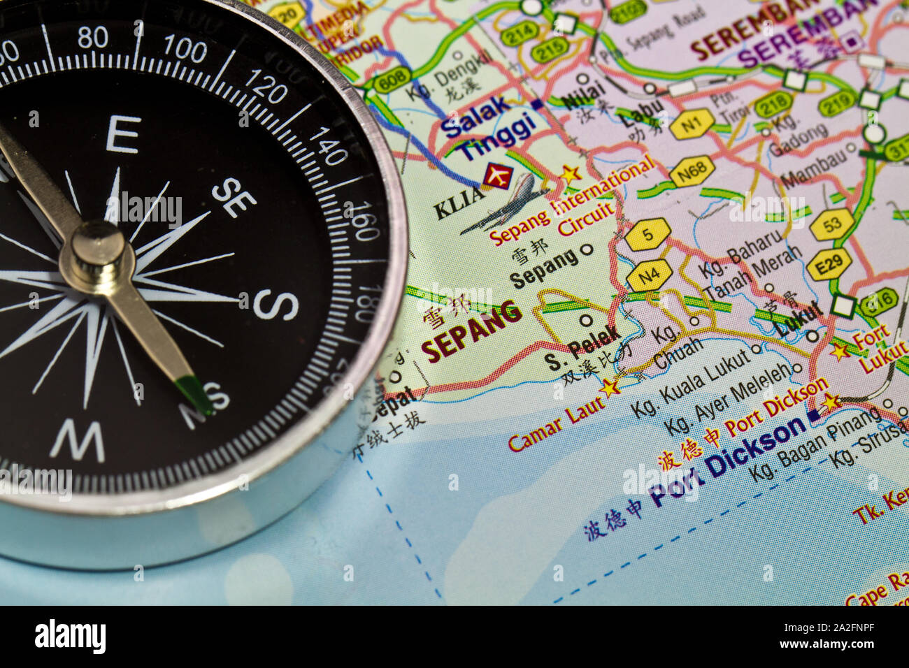compass and tourism map of Malaysia Stock Photo - Alamy