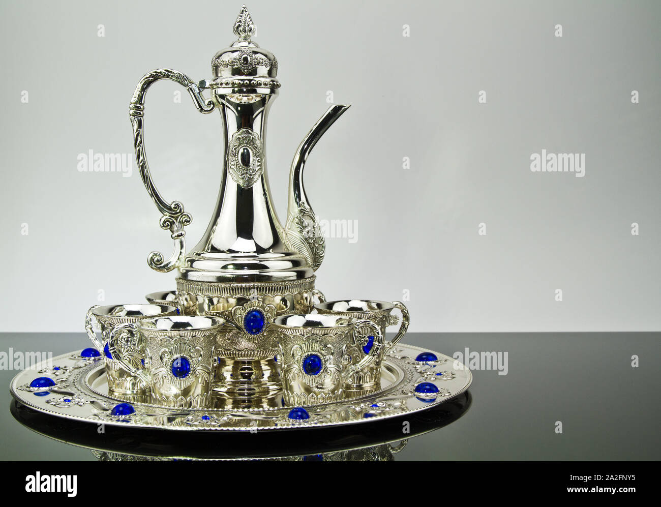 silverware tea set with white background Stock Photo - Alamy