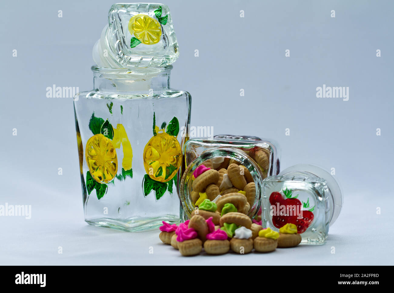 sugar cookies with clear container on white background Stock Photo - Alamy