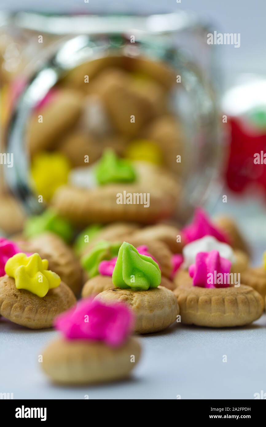 sugar cookies with clear container on white background Stock Photo - Alamy