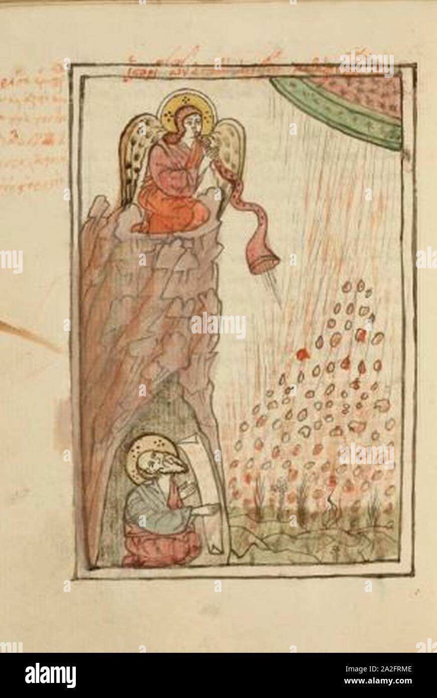 Elizabeth Day McCormick Apocalypse f69v - First trumpet Stock Photo - Alamy
