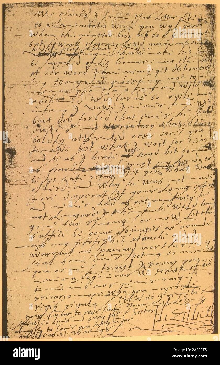 Elizabeth I, Autograph letter, 1593 Stock Photo - Alamy