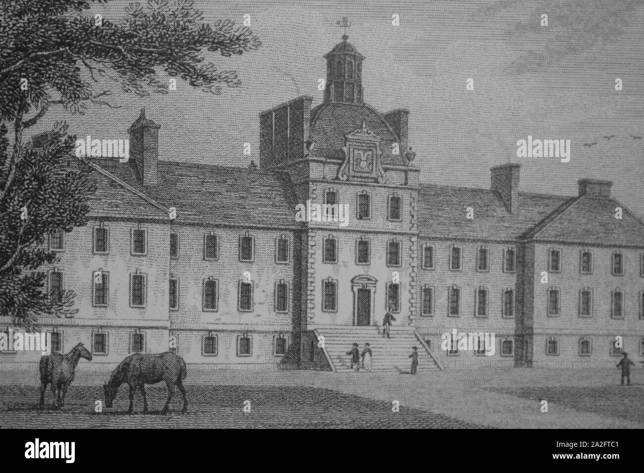 Engraving of the original George Watson's Hospital, Edinburgh c.1850 ...