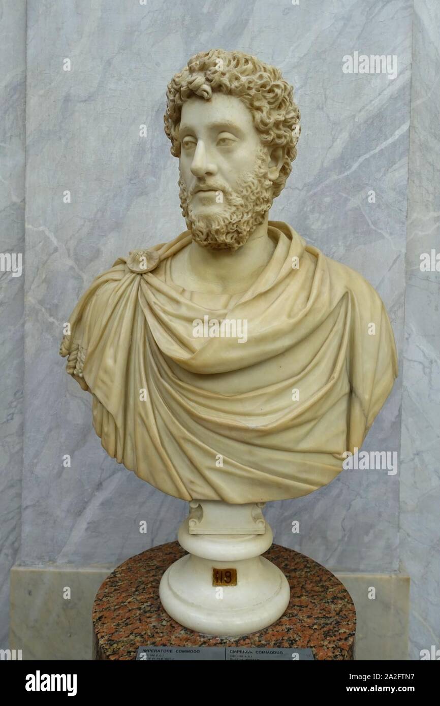 Emperor Commodus, inv. 2218, Roman from Tor Bovacciana, Ostia, bust ...