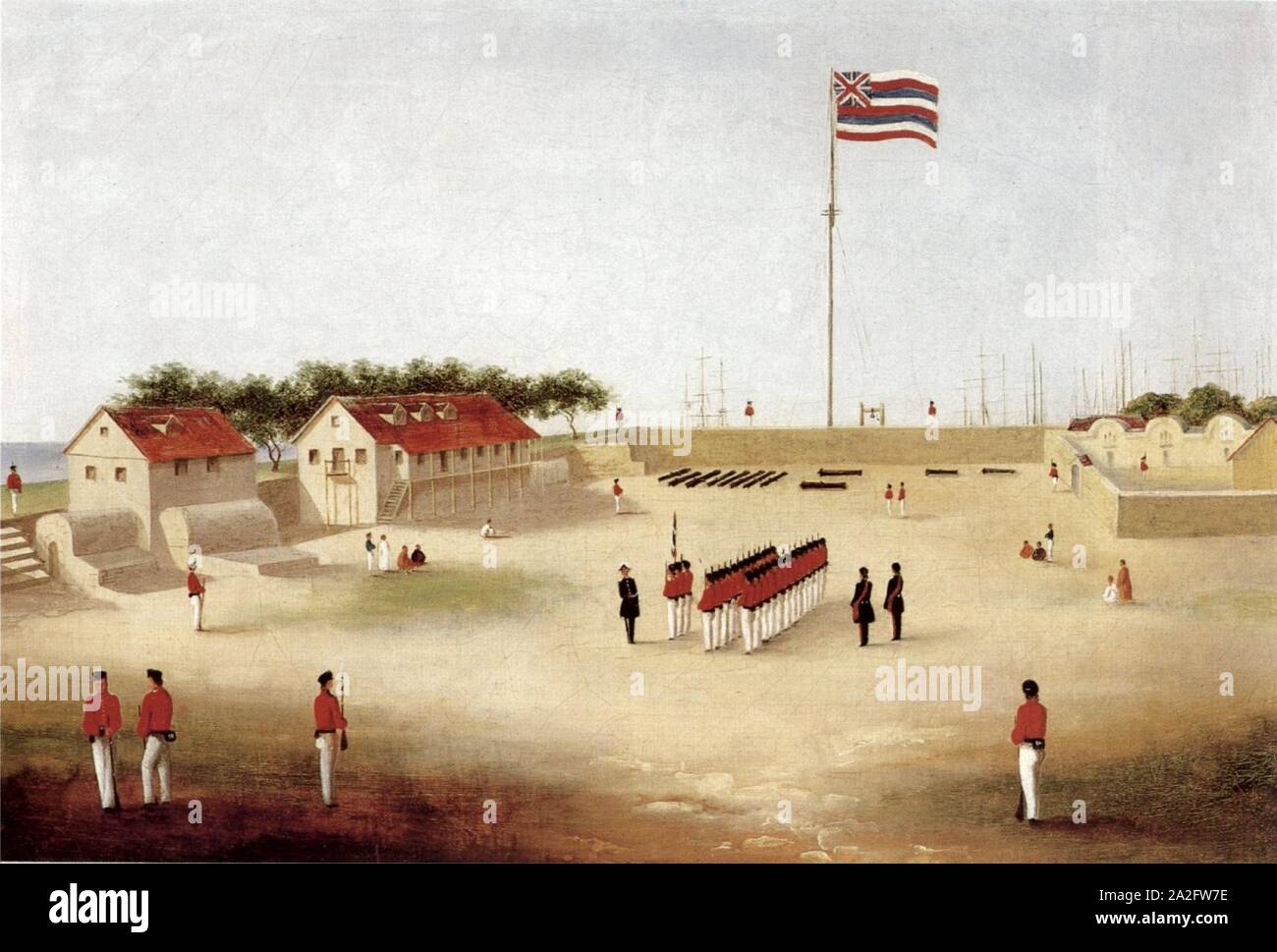 'View of the Honolulu Fort - Interior', oil on canvas painting by Paul ...