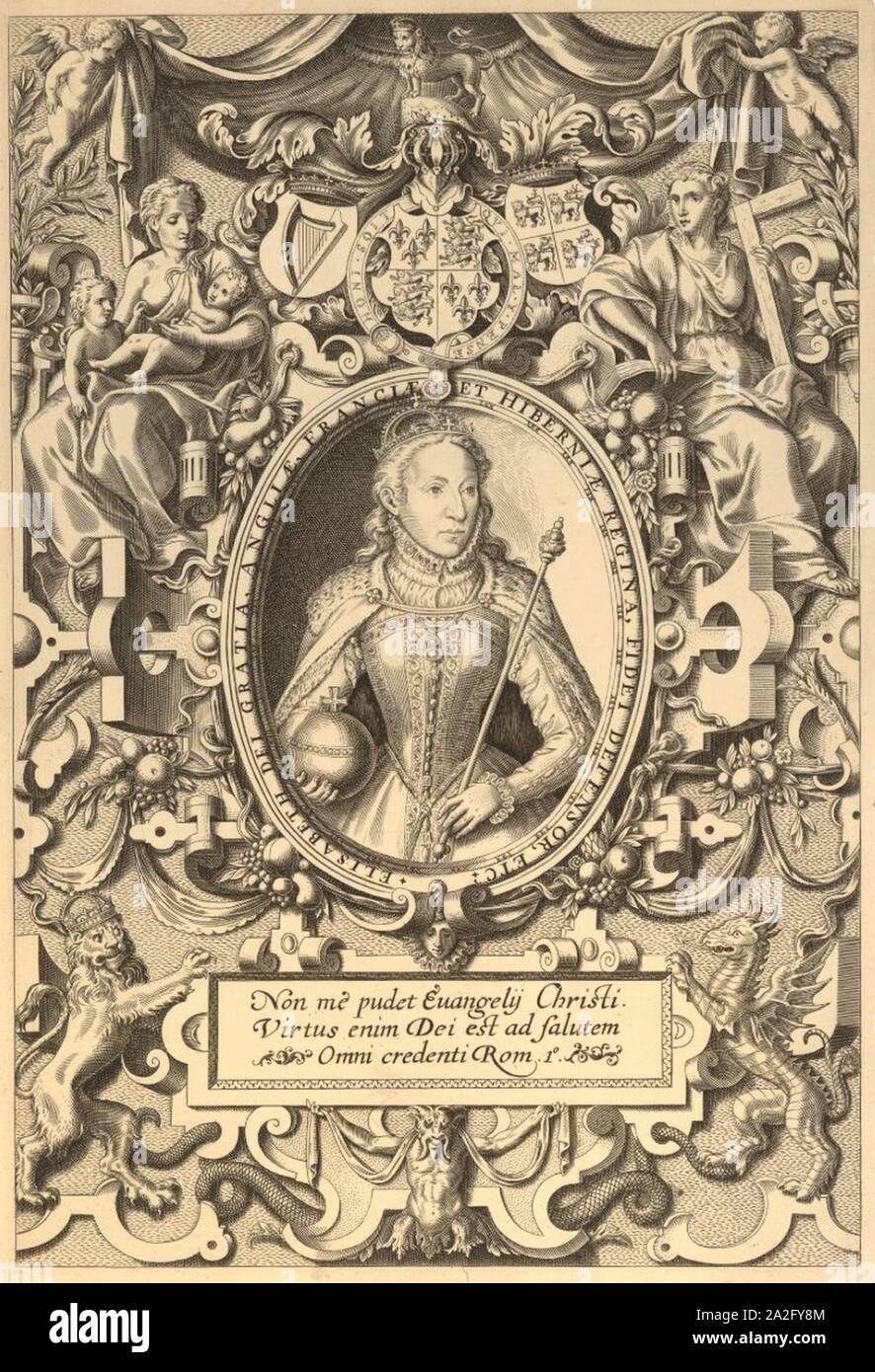 Elizabeth I Frontispiece Bishops Bible 1568 Stock Photo - Alamy