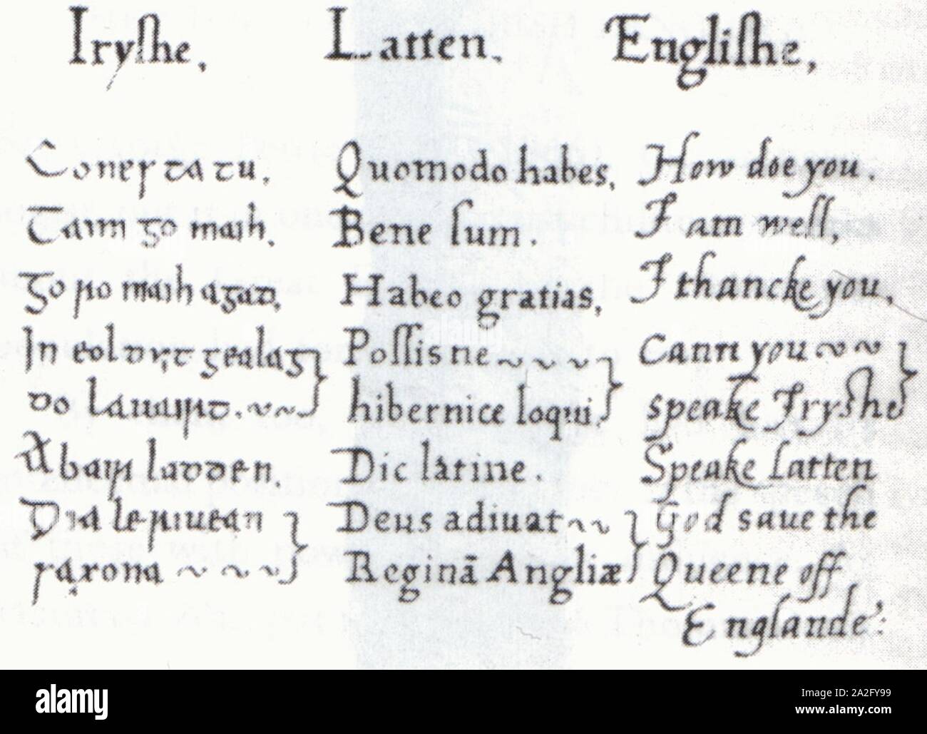 Elizabeth I's primer on Irish Stock Photo - Alamy