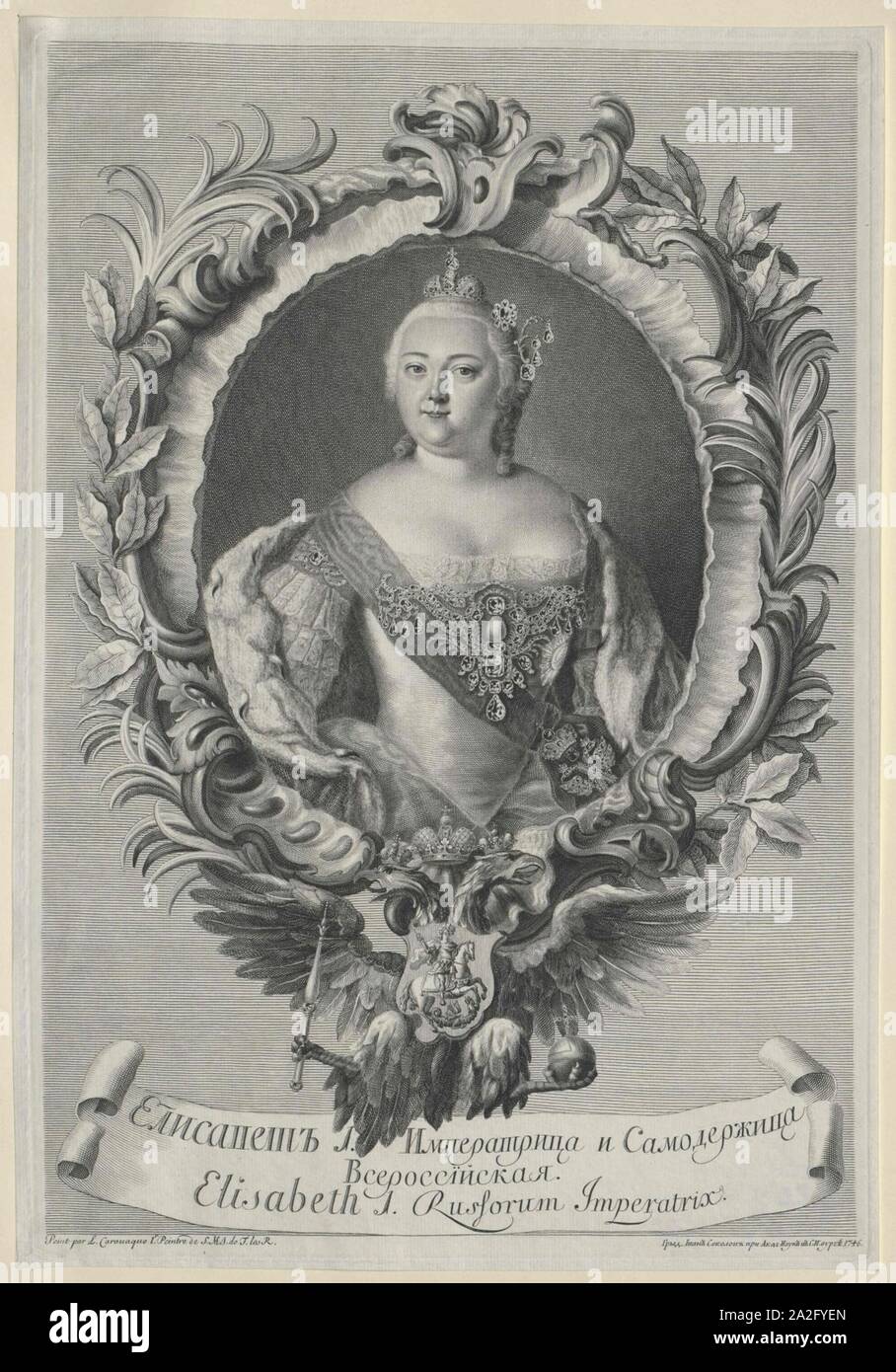 Elizabeth of Russia - engraving after Caravaque by I.Sokolov - BW Stock ...