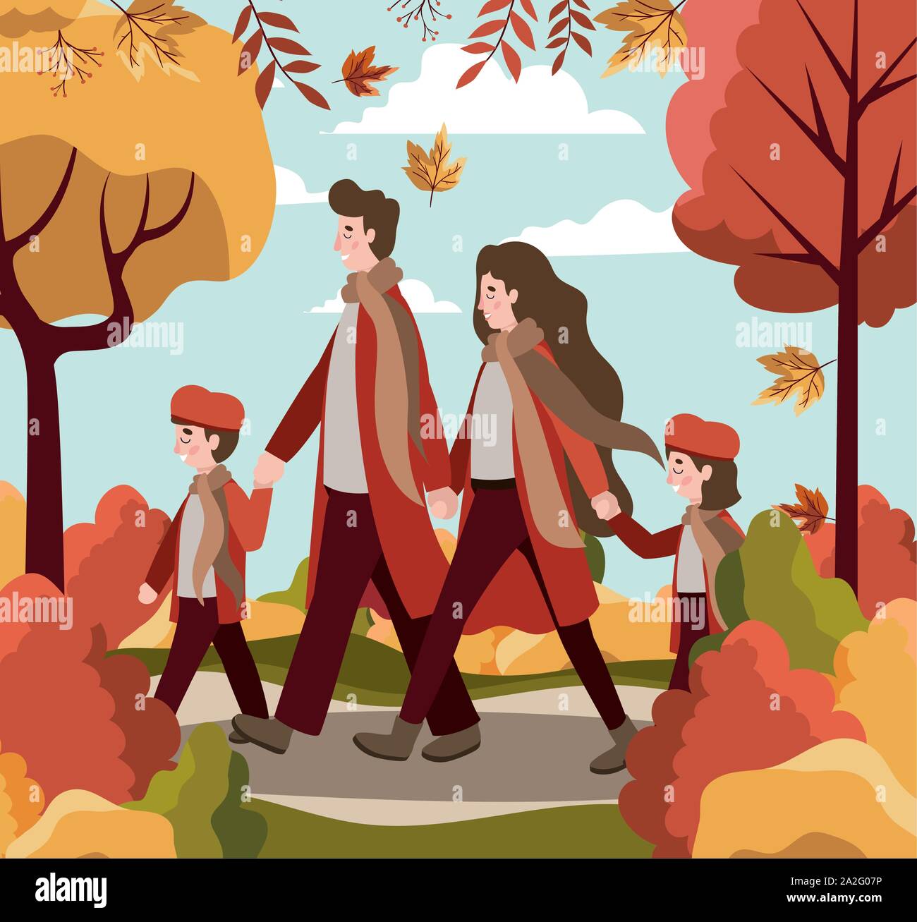 Girl autumn foliage Stock Vector Images - Alamy