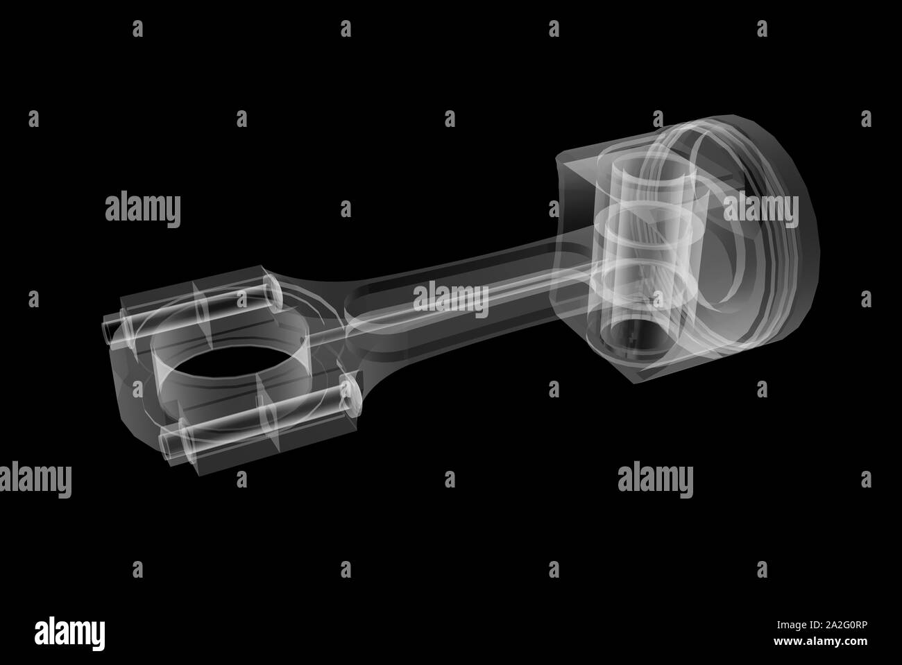 Piston X-Ray style. Isolated on black background. 3D illustration Stock ...