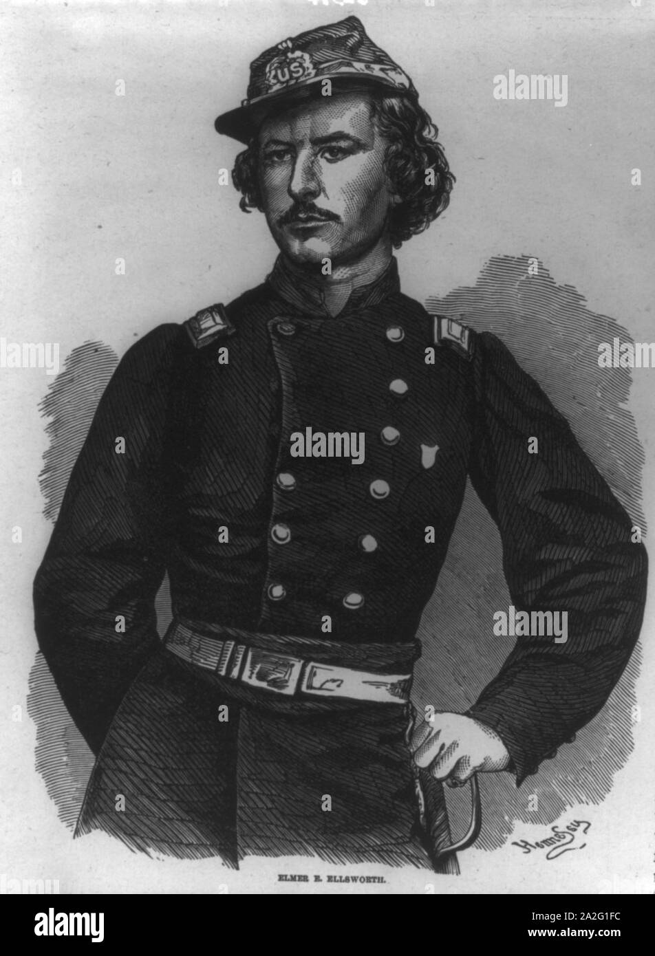 Elmer Ephraim Ellsworth, 1837-1861, half length, standing, facing left ...