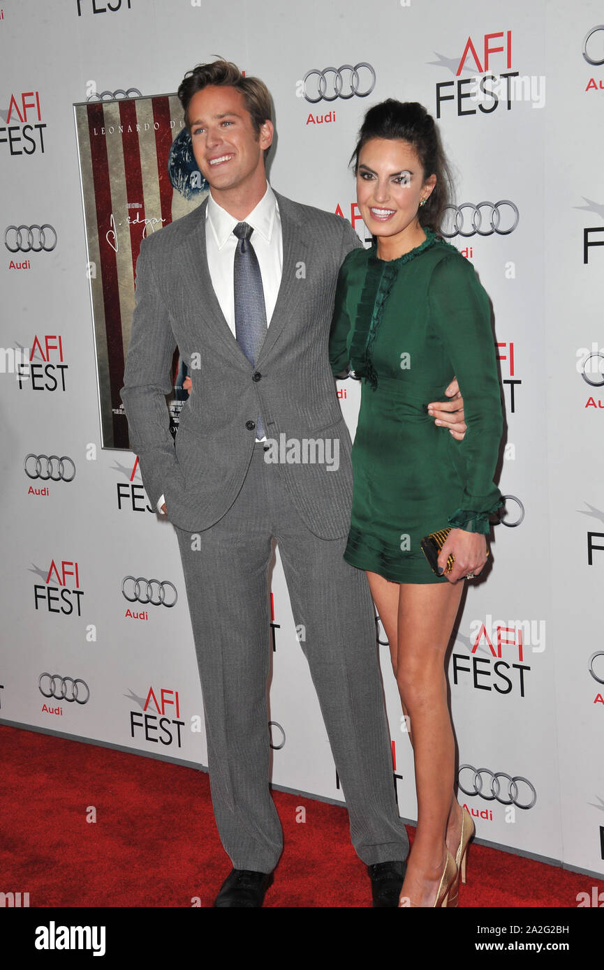 LOS ANGELES, CA. November 03, 2011: Armie Hammer & wife Elizabeth ...