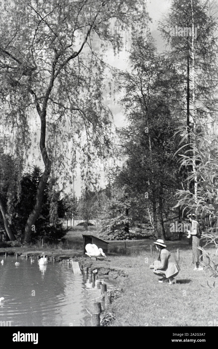 Zwei Damen im Kurpark Hirsau, Schwarzwald, Deutsches Reich 1930er Jahre ...