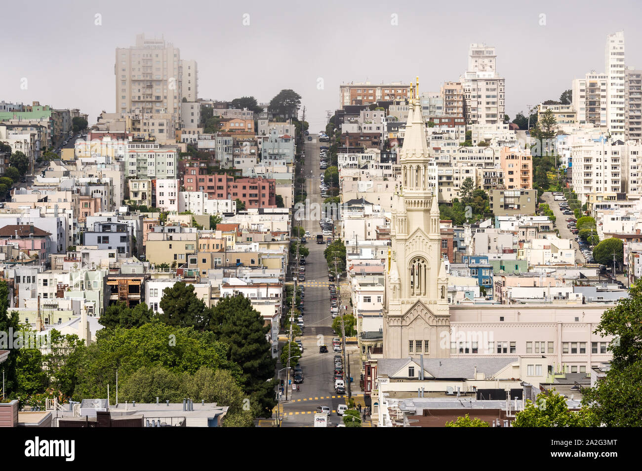 San Francisco, USA, 28 May 2013: Aerial view of interesting town layout ...