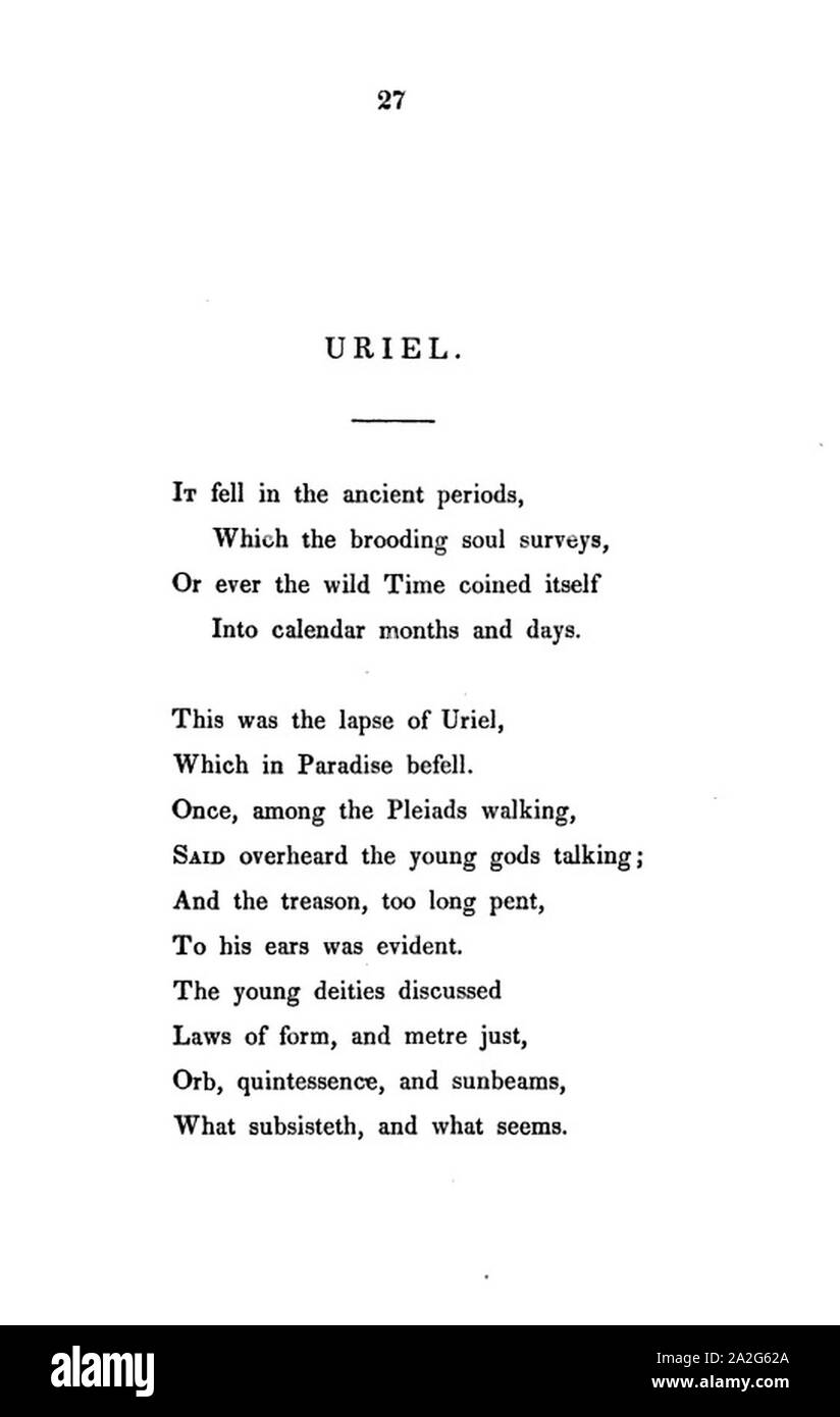 Emerson Poems 1847 - Uriel Stock Photo - Alamy