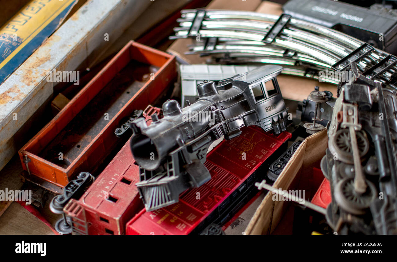 Old railroad box cars hi-res stock photography and images - Alamy