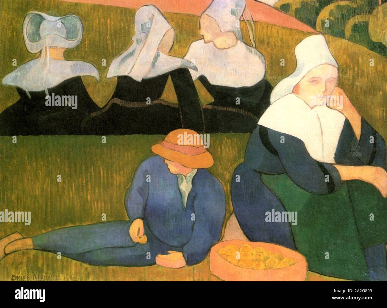 Emile Bernard, Breton Peasants in a Meadow, 1892 Stock Photo - Alamy