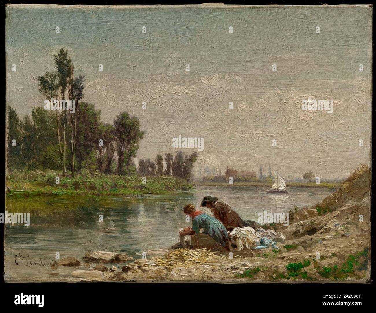 Emile Charles Lambinet - Washerwomen Stock Photo - Alamy