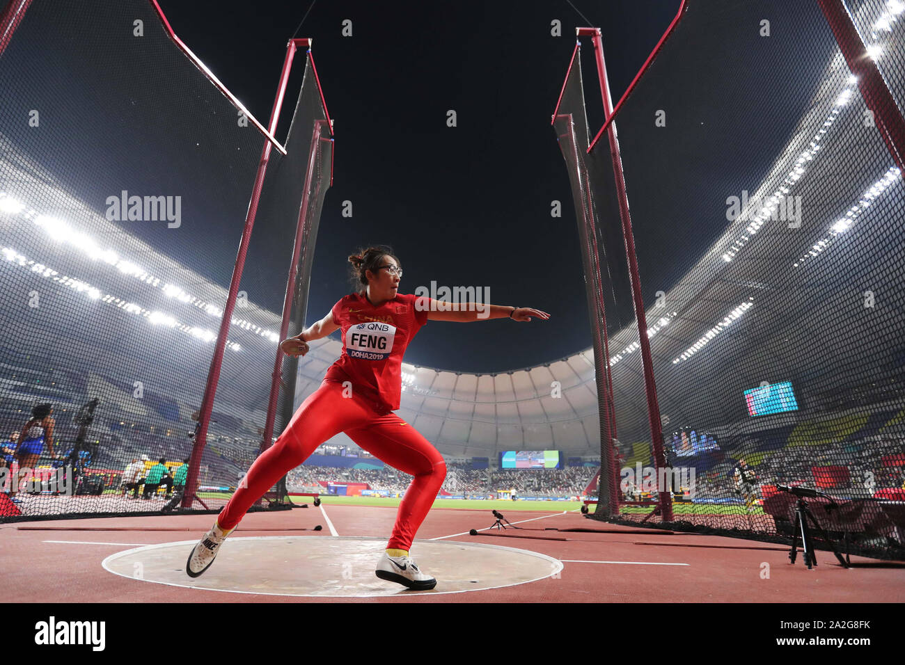 Doha, Qatar. 2nd Oct, 2019. Feng Bin of China competes during the women ...
