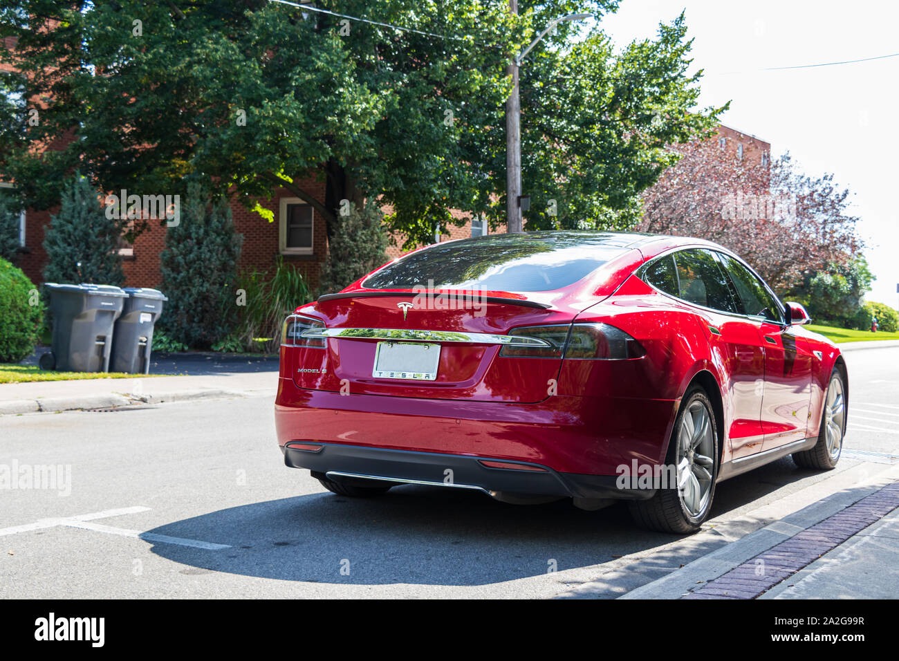 Tesla rear view hi-res stock photography and images - Alamy