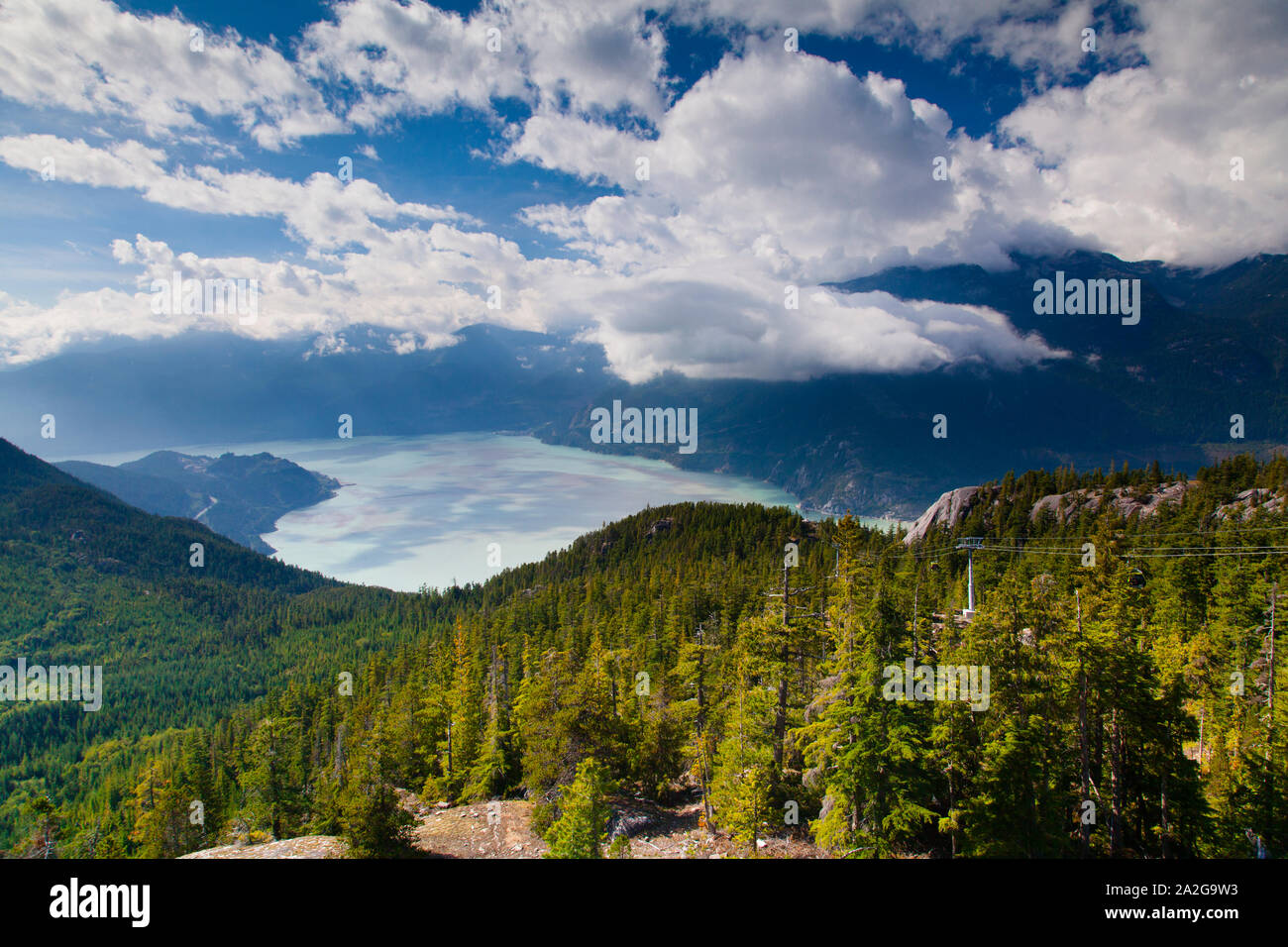 View of Howe Sound from the summit lodge of the Sea to Sky gondola ...