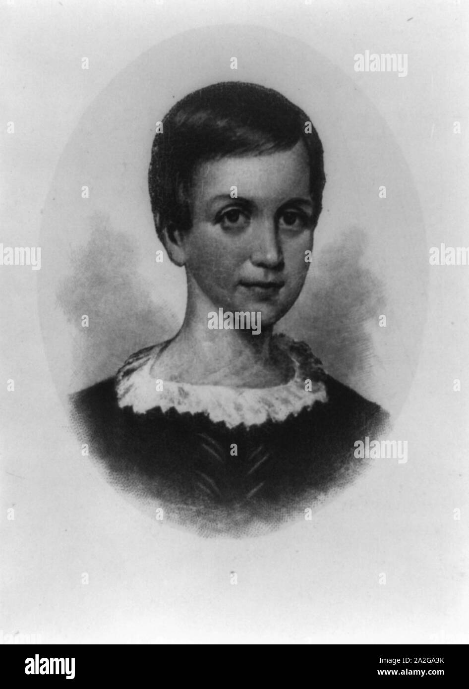 Emily Dickinson, head-and-shoulders portrait, facing right Stock Photo ...