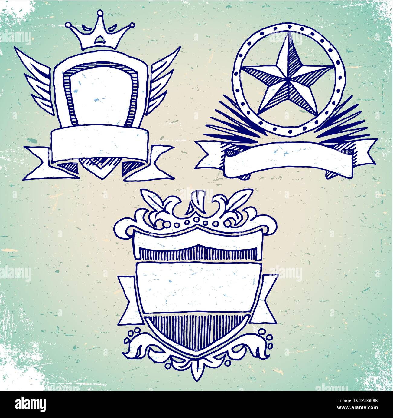 Set of sketch vintage shield labels Stock Vector Image & Art - Alamy