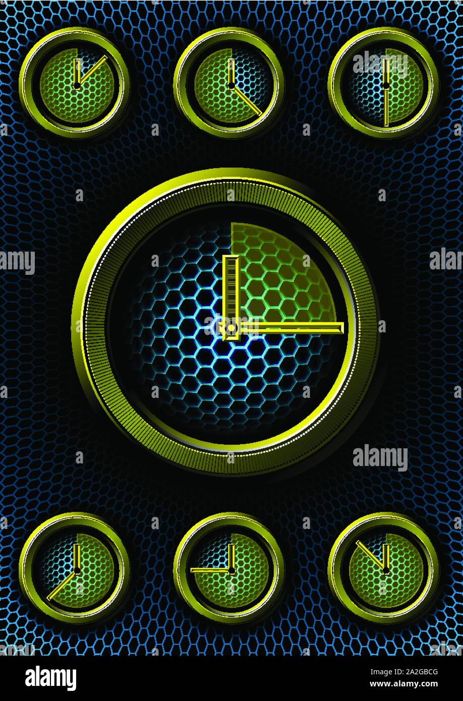 Set of clocks with hex background Stock Vector Image & Art - Alamy