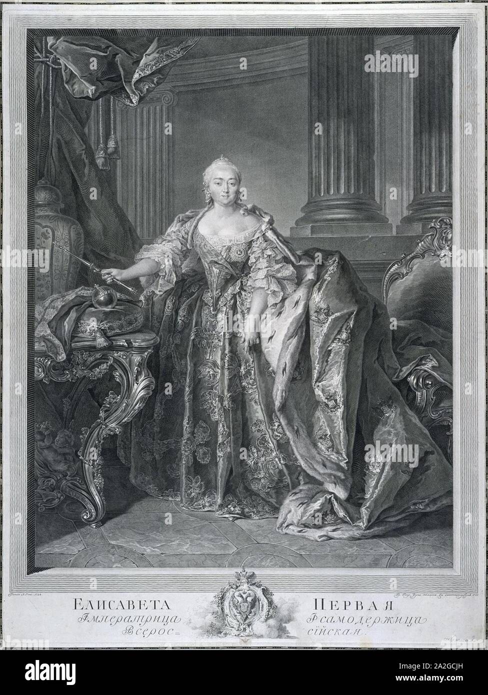 Empress Elizabeth of Russia by G.F.Schmidt after Tocque (1761 Stock ...