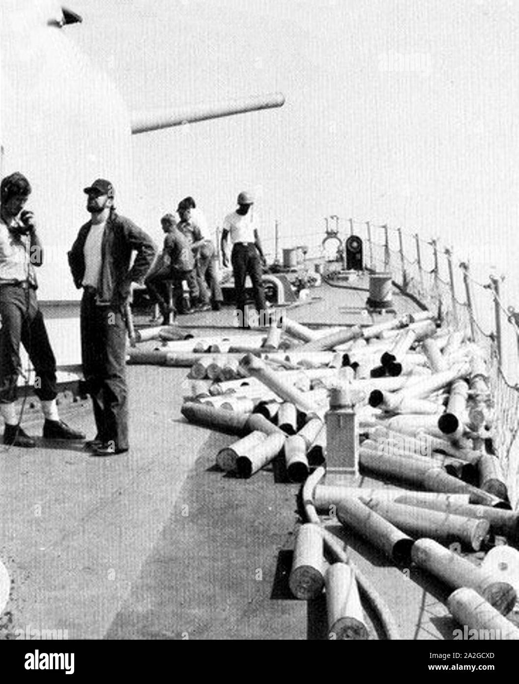 Empty shell casings on USS John S. McCain (DDG-36) in 1972 Stock Photo ...