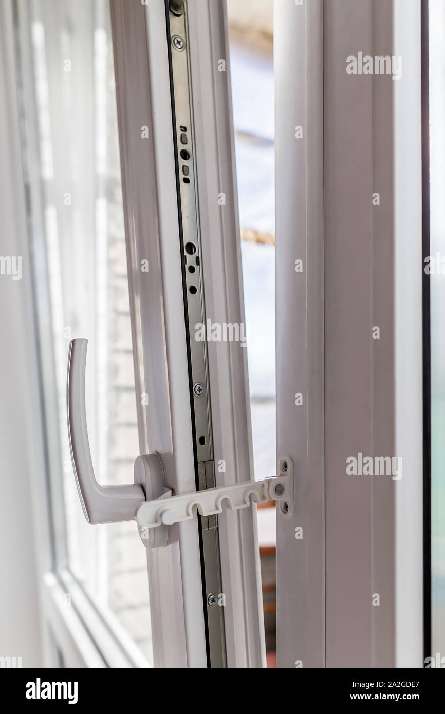 Safe restrictor lock prevents accidental shut the opened window Stock ...