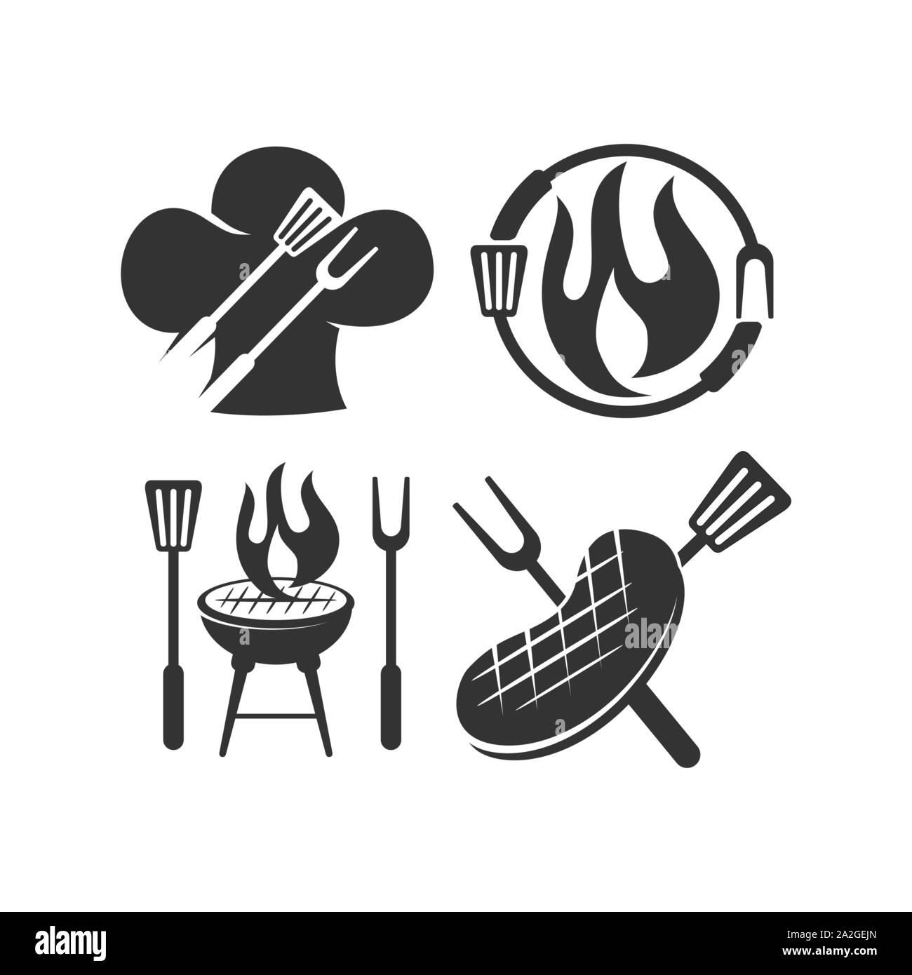 Barbecue beef chef fire logo template vector badge Design set Stock ...