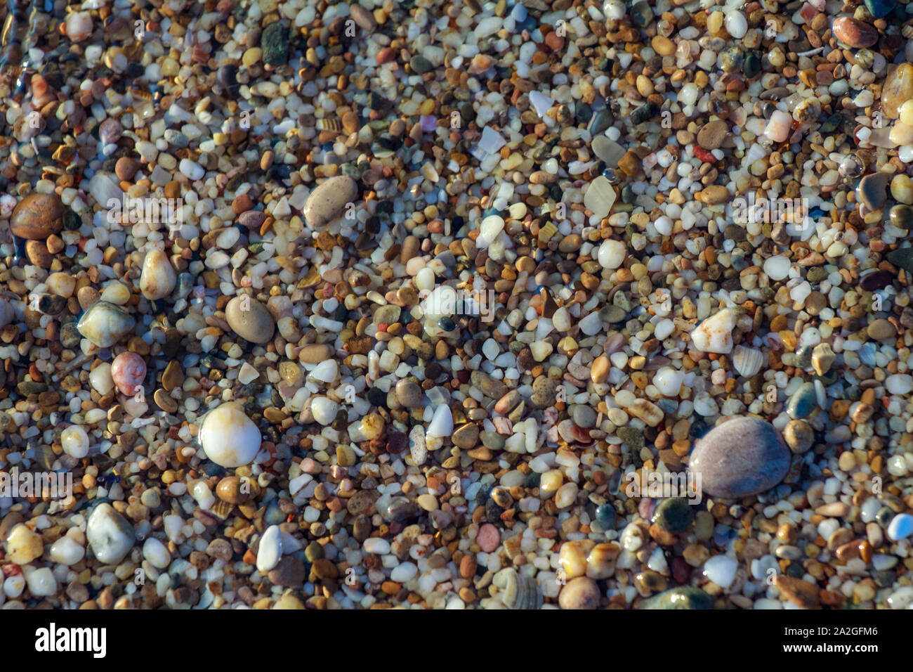 sea pebbles colored granite on the beach background stones. The shore ...