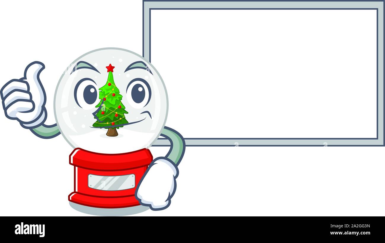 Thumbs up with board christmas snow globe on a mascot Stock Vector ...